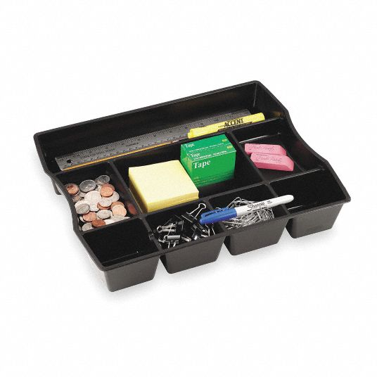 RUBBERMAID COMMERCIAL PRODUCTS, 8 Compartments, Black, Drawer Organizer ...