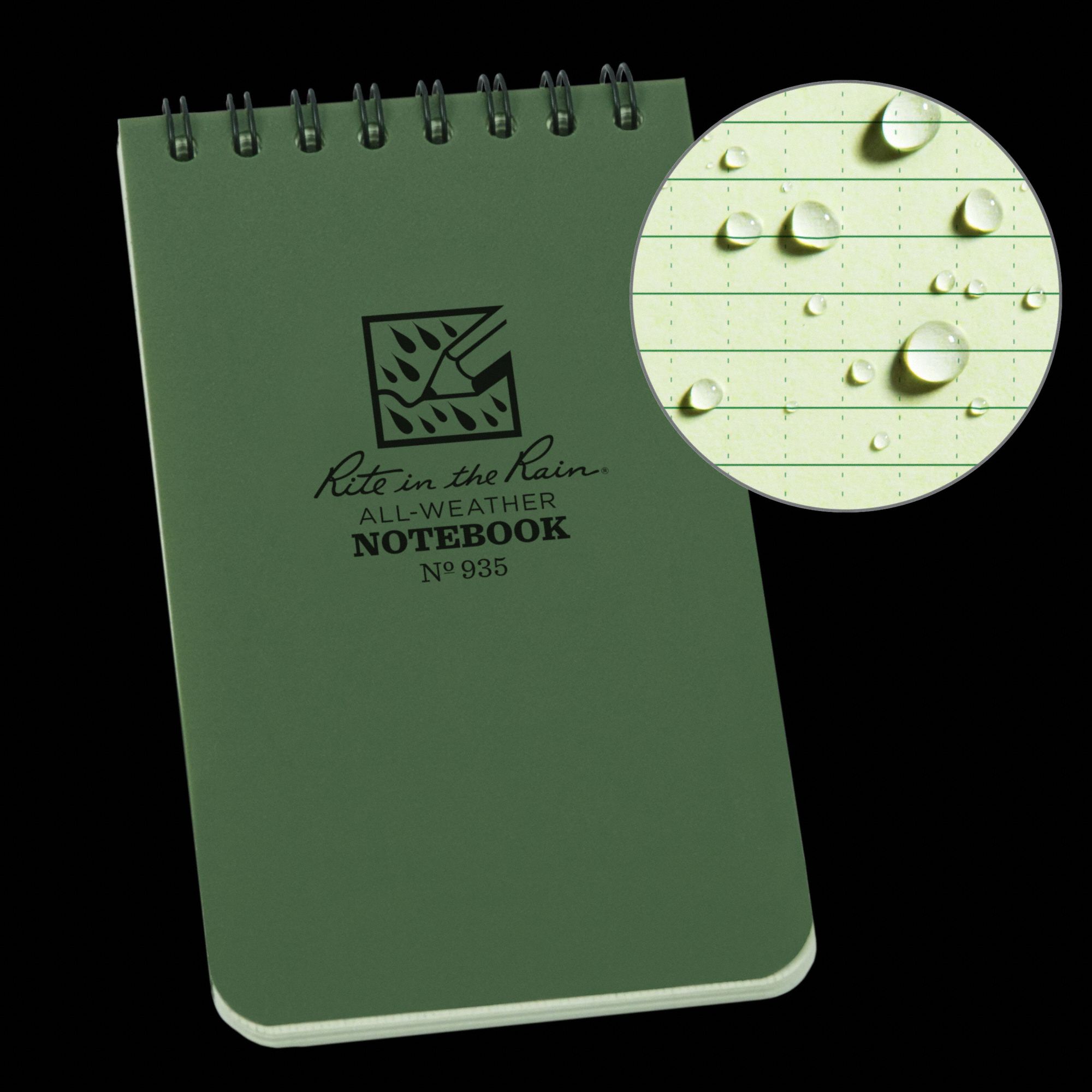 RITE IN THE RAIN All Weather Notebook: 3 in x 5 in Sheet Size, Green ...