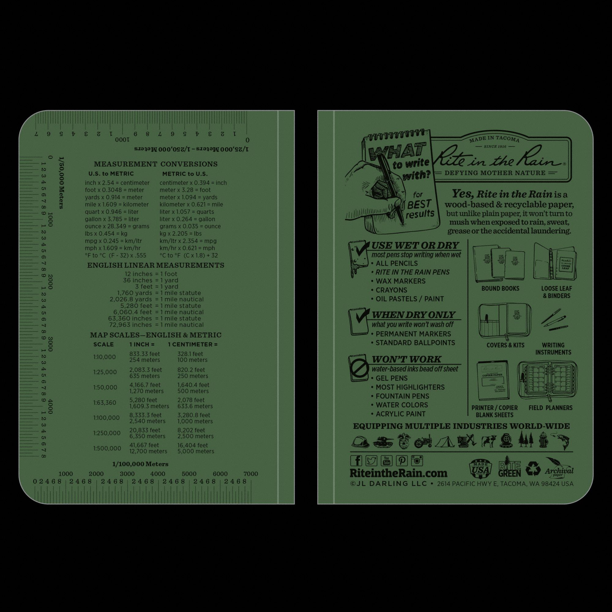 RITE IN THE RAIN All Weather Notebook: 3-1/2 in x 5 in Sheet Size ...