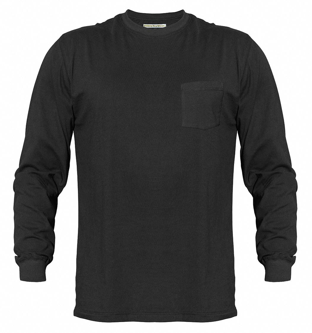 Long Sleeve T-Shirt, Cotton, DuPont(TM) Teflon® fabric protector, Black ...