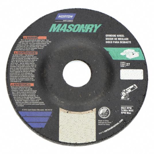 NORTON, Type 27, 4 1/2" x 1/4" x 7/8", Depressed Center Wheels - 3WM27 ...