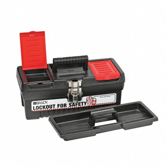 Lockout Tool Box, Tool Box, Black, Red - Grainger