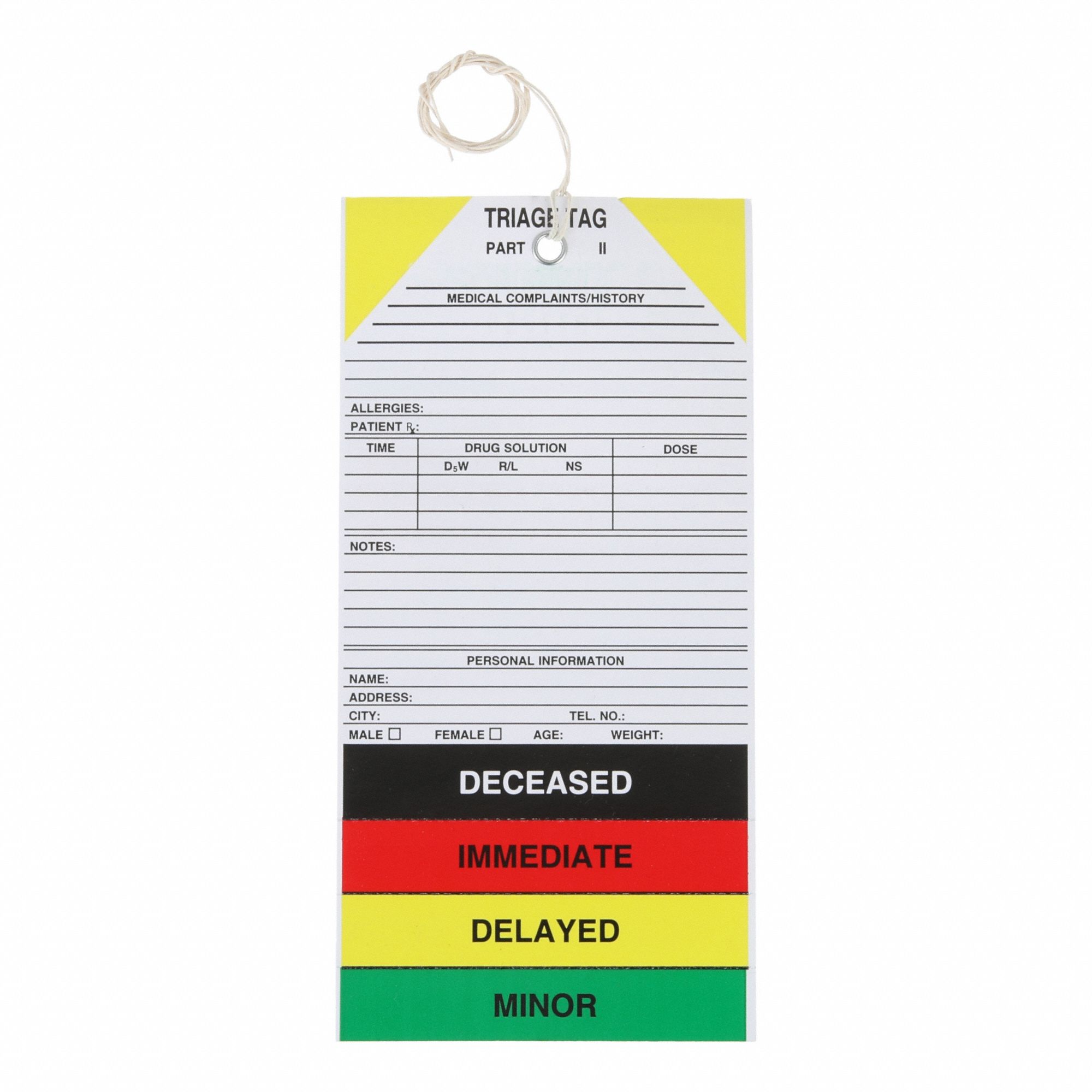 HARRIS INDUSTRIES, Poly Twine Tie, 4 1/4 in Overall Wd, Triage Tag ...