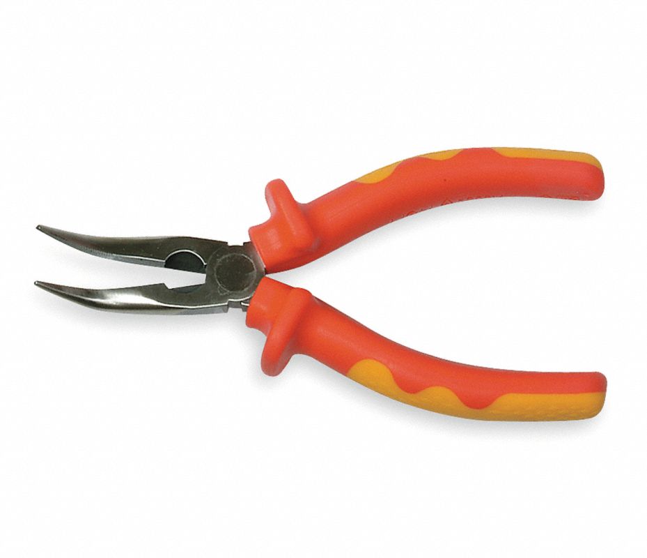 WESTWARD Pinzas Largas de Punta Curva Curva 6" Rojo/Amarillo - Pinzas ...