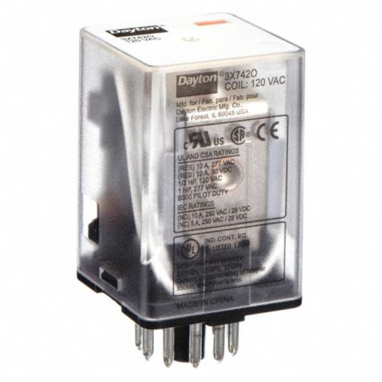 DAYTON, Socket Mounted, 10 A Current Rating, General Purpose Relay ...