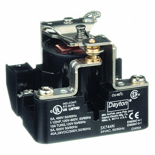 DAYTON, Surface Mounted, 24V AC, Open Power Relay - 3X744|3X744 - Grainger DAYTON, Surface Mounted, 24V AC, Open Power Relay - 3X744|3X744 - Grainger