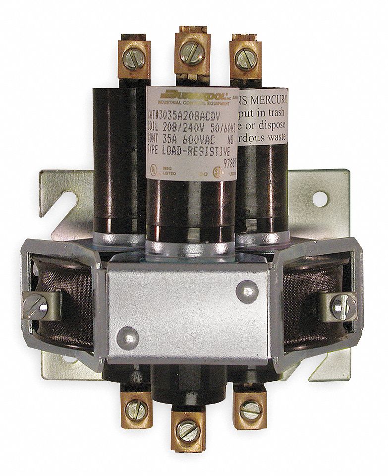 Mercury Displacement Contactor, 120V AC Coil Volts, 60A Contact Amp ...