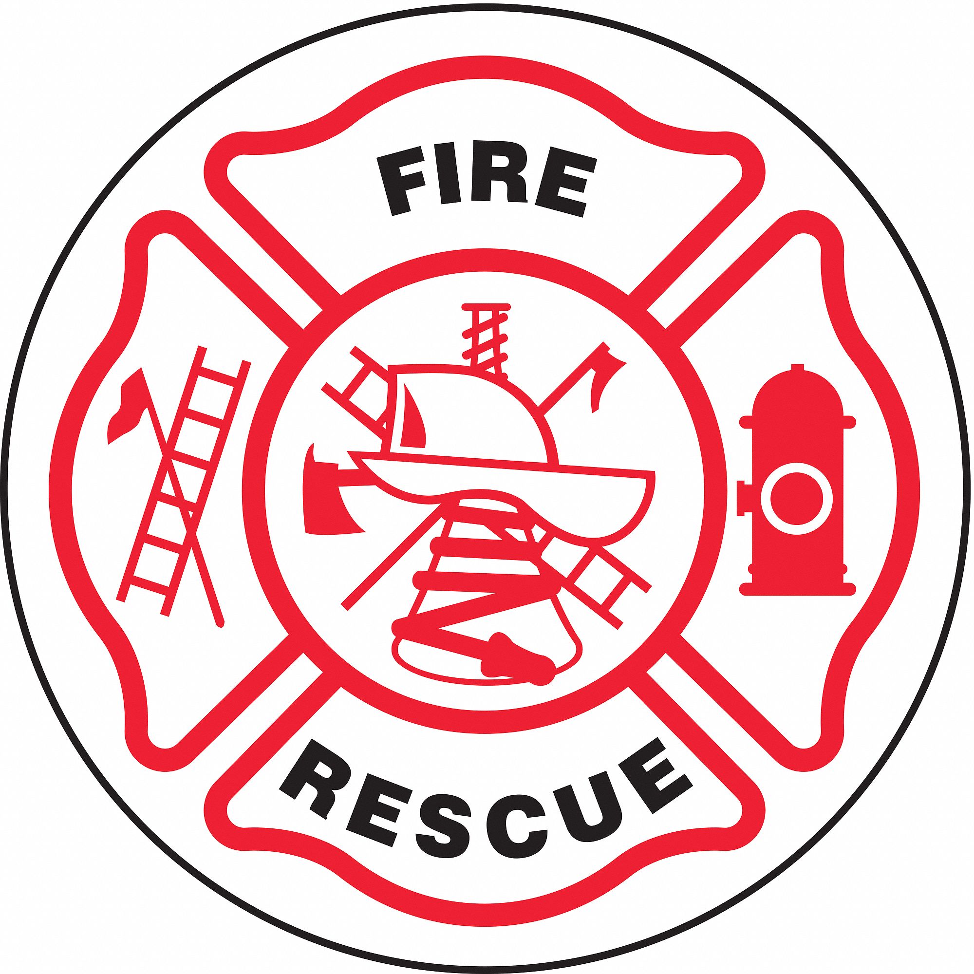 Fire Rescue, 2 1/4 in Dia, Hard Hat Label - 3XAU6|LHTL600 - Grainger