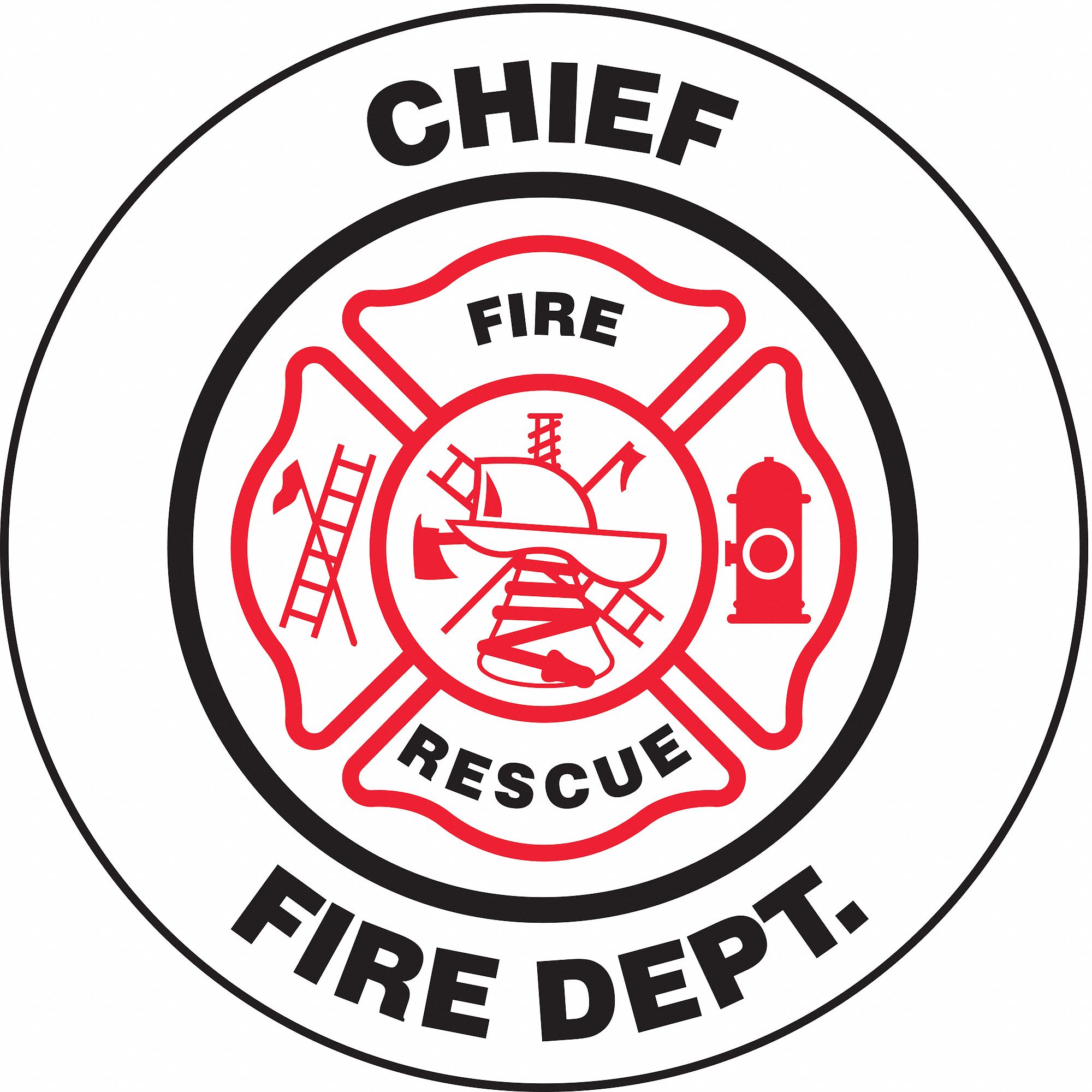 Chief Fire Dept. Fire Rescue, 2 1/4 in Dia, Hard Hat Label - 3XAU8 ...