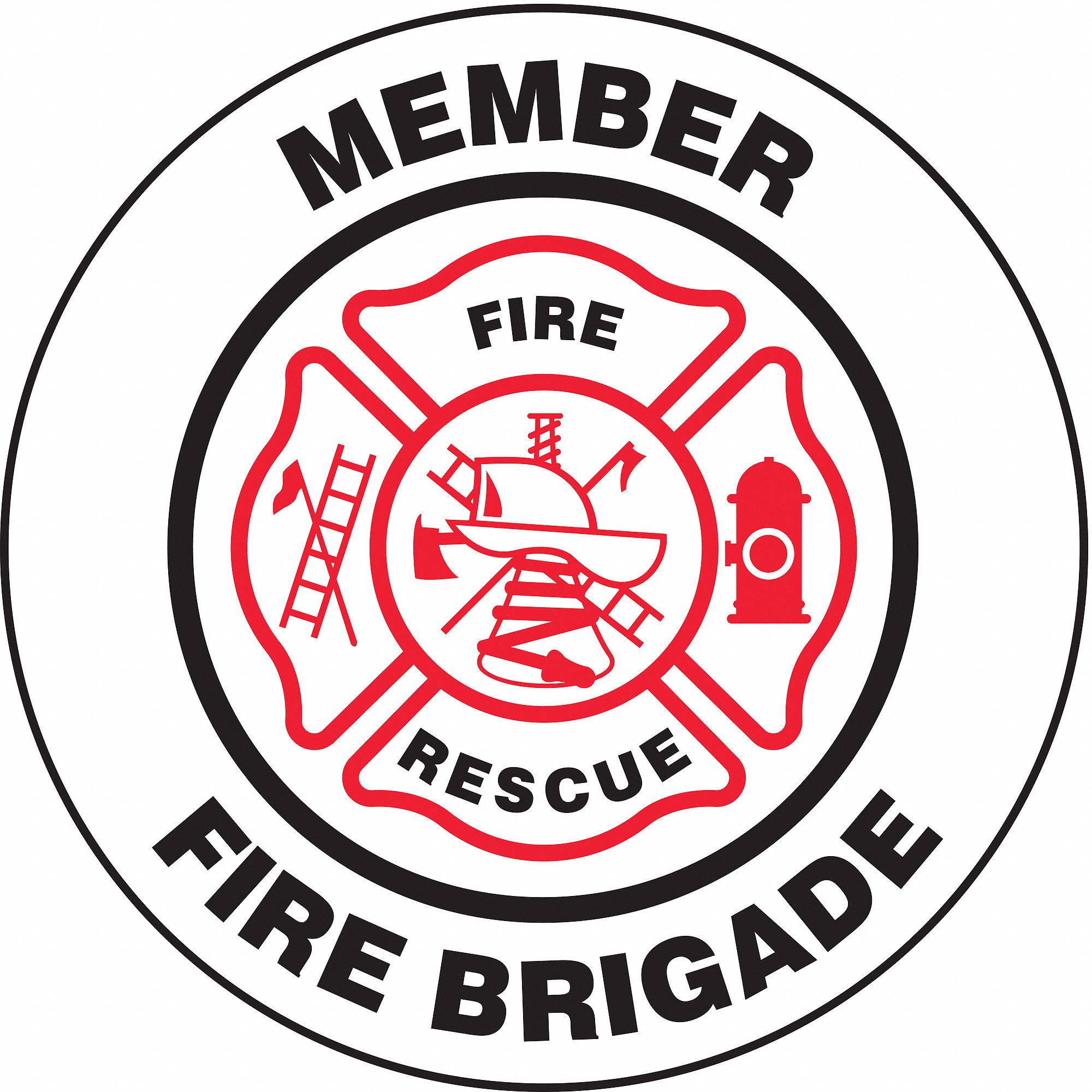 Member Fire Brigade Fire Rescue, 2 1/4 in Dia, Hard Hat Label - 3XAW4 ...