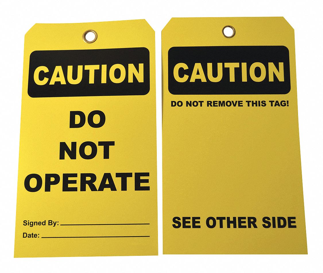 Yellow, Cotton String, Caution Tags - 3XAZ9|3XAZ9 - Grainger