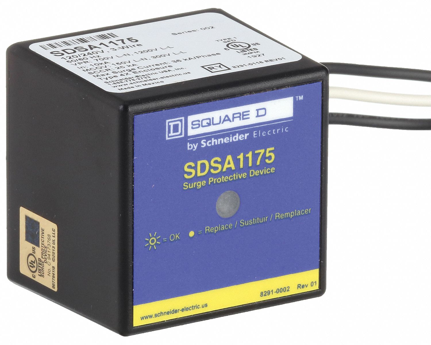 SQUARE D, Single Phase, 120/240V AC, Surge Protection Device - 3XB86 ...