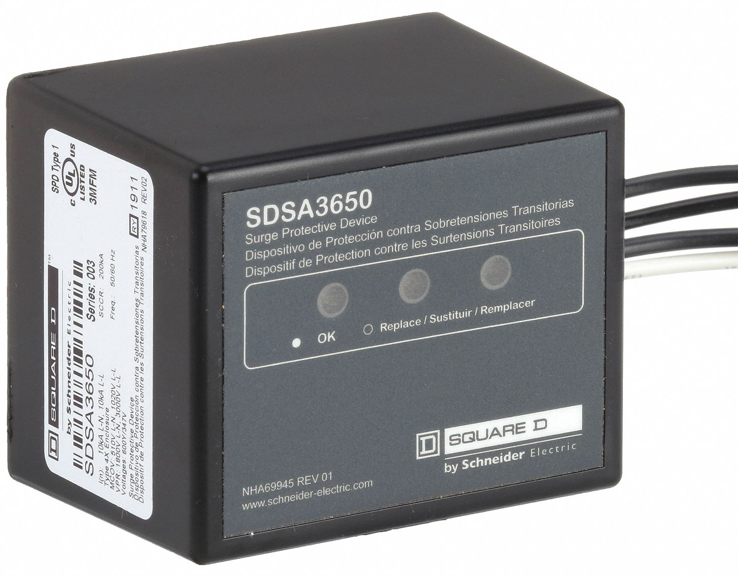 SQUARE D, Three Phase, 347/600V AC Wye, Surge Protection Device - 3XB87 ...