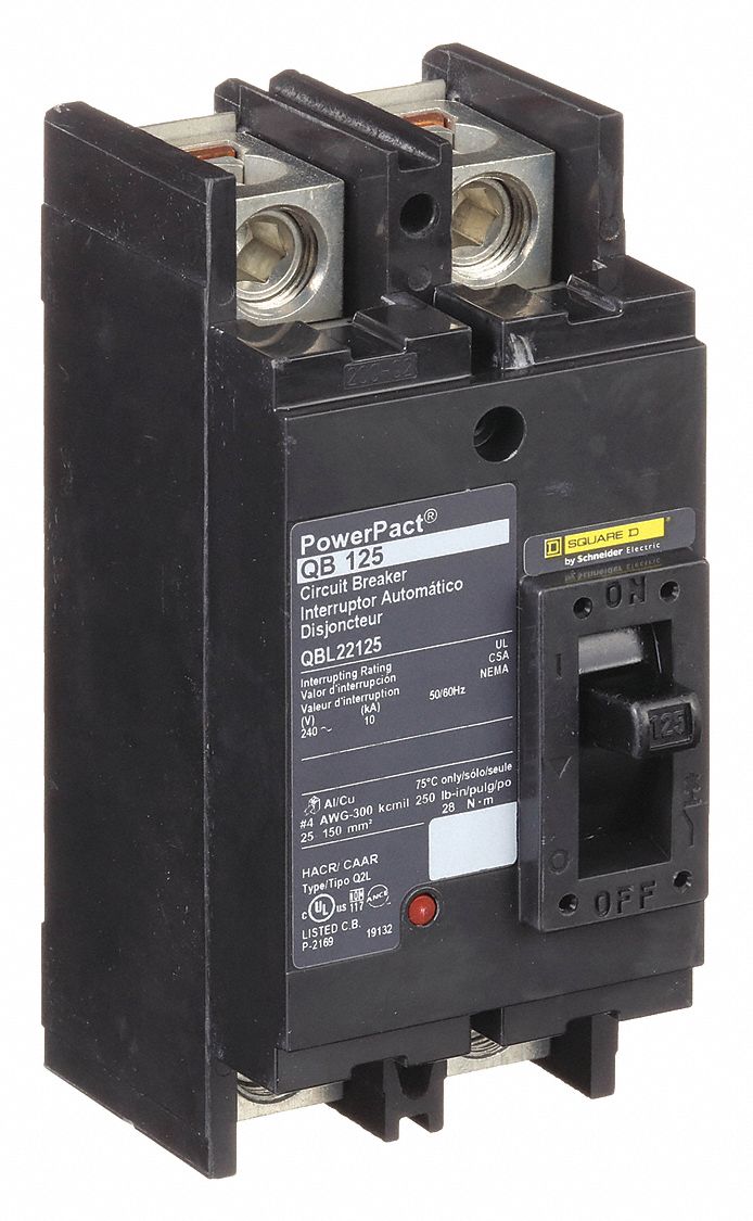 125 A Amps, 10kA at 240V AC, Molded Case Circuit Breaker - 3XB95|QBL22125 - Grainger