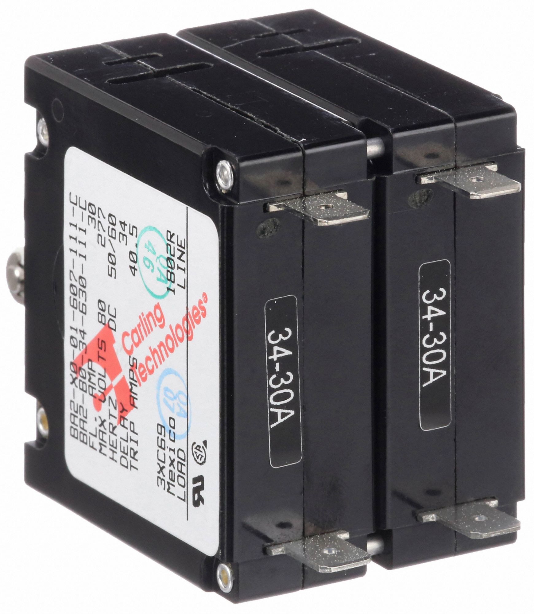 CARLING TECHNOLOGIES Panel Mount Circuit Breaker: 30 A Amps, 277V AC ...