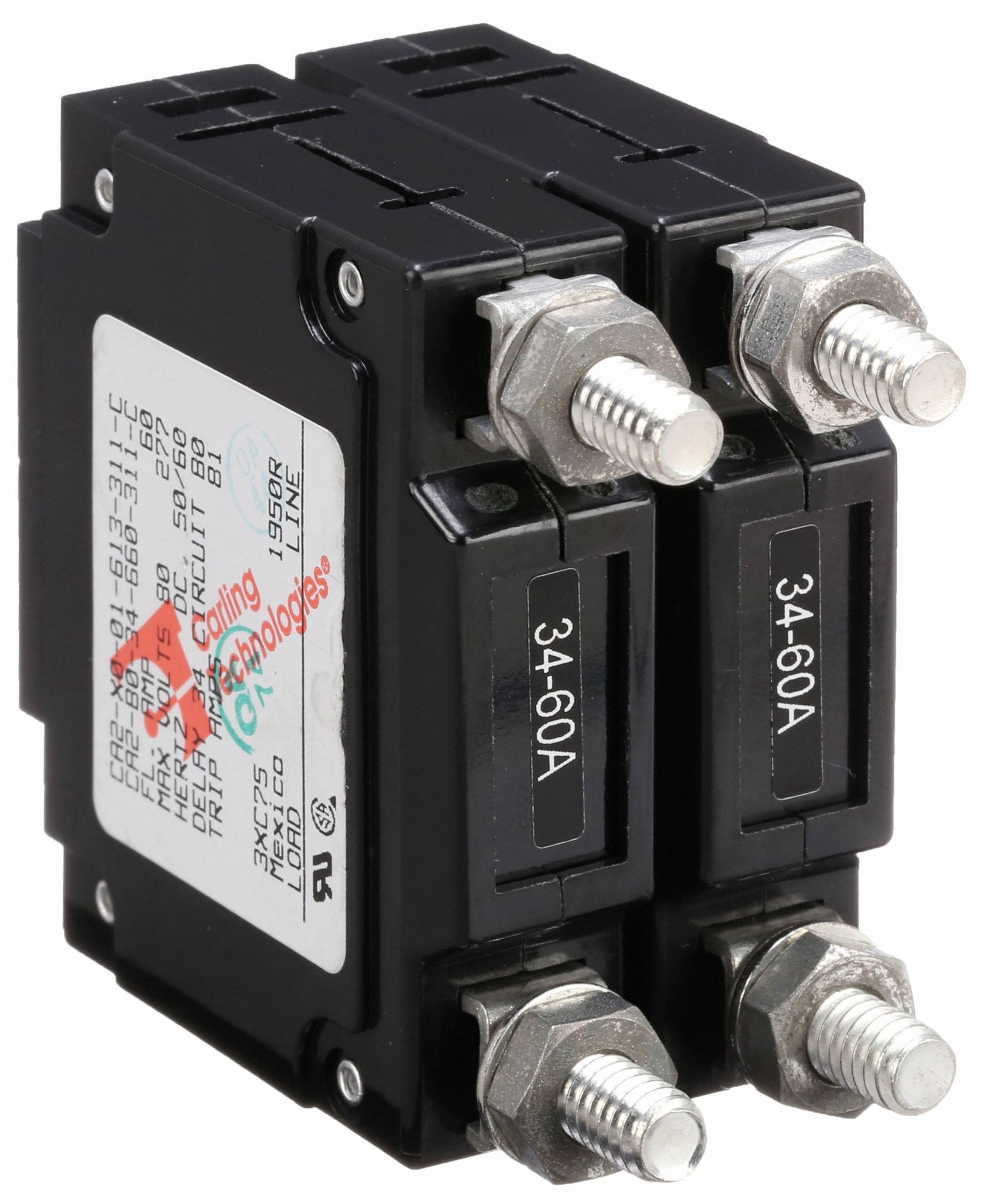 CARLING TECHNOLOGIES Panel Mount Circuit Breaker, Amps 60 A, AC Voltage ...