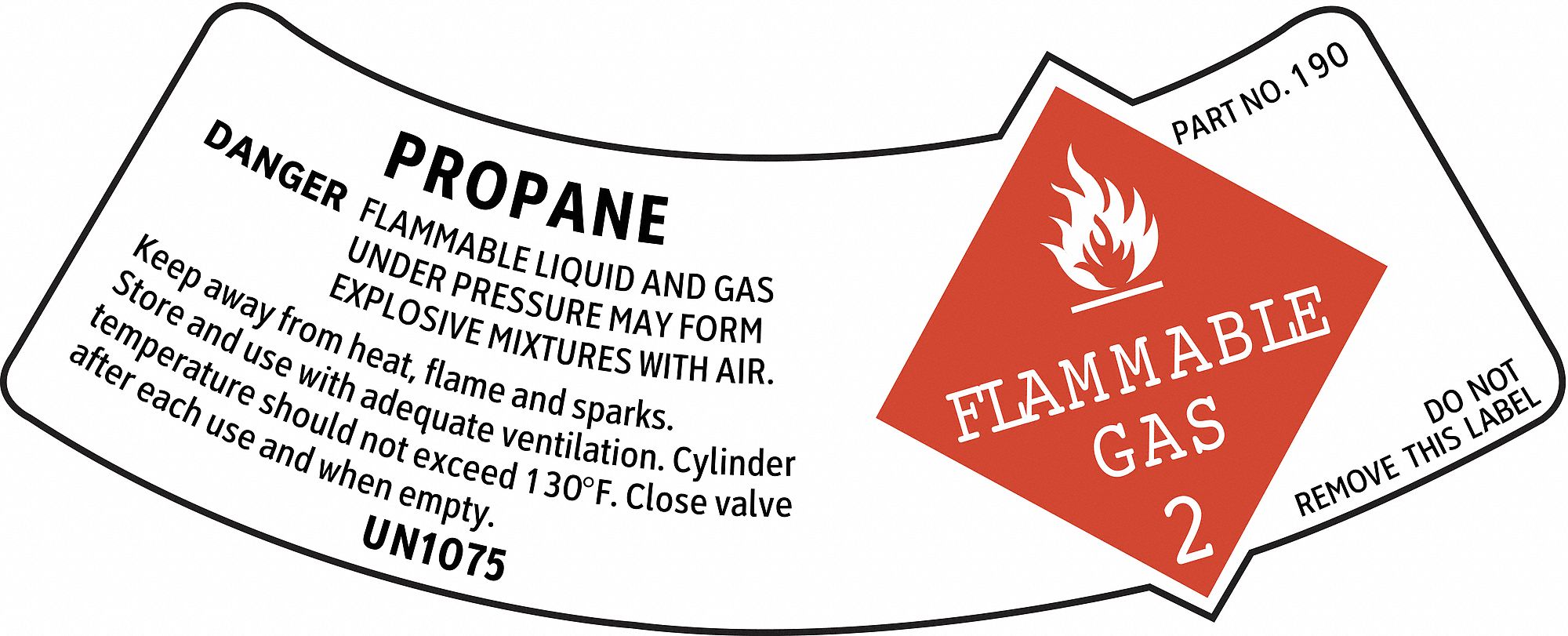 10, PK, Gas Cylinder Shoulder Label - 3XCT3|D190N - Grainger