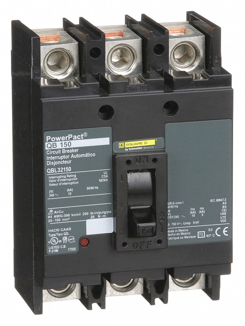 SQUARE D Molded Case Circuit Breaker: 150 A Amps, 10kA at 240V AC ...