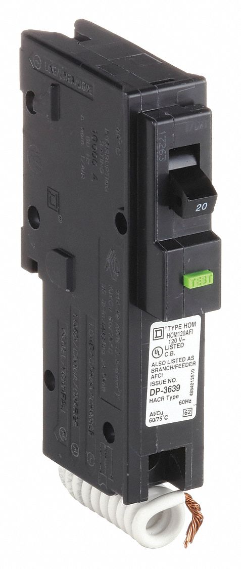 SQUARE D, 20 A, 120V AC, Miniature Circuit Breaker - 3XE16|HOM120AFI ...