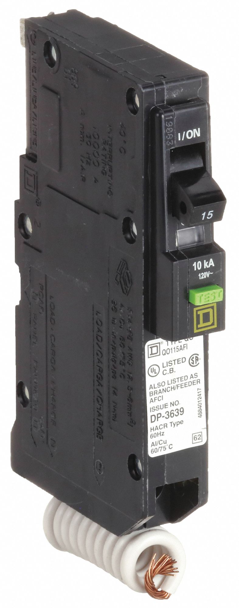 SQUARE D, 15 A, 120V AC, Miniature Circuit Breaker - 3XE17|QO115AFI - Grainger