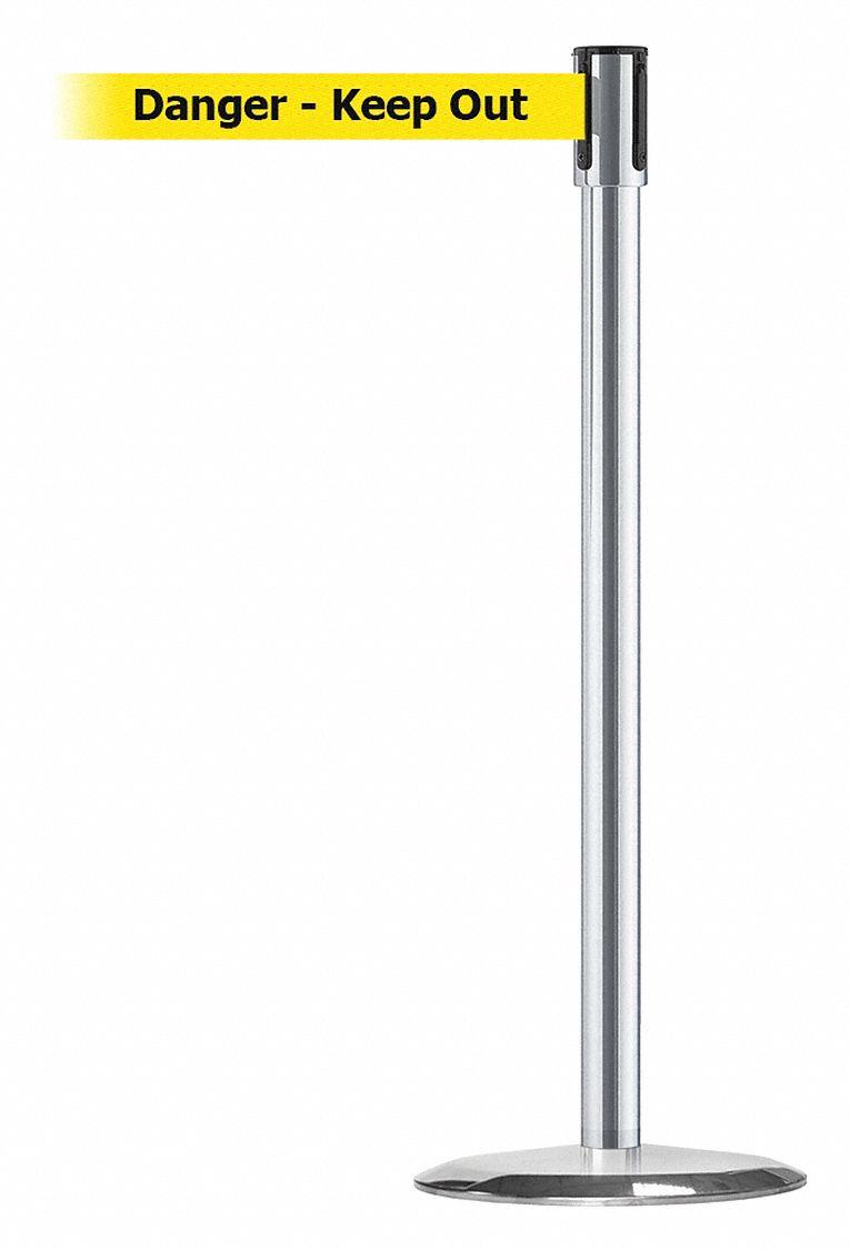 TENSABARRIER, Yellow, Danger Keep Out, Barrier Post with Belt - 3XGU9 ...