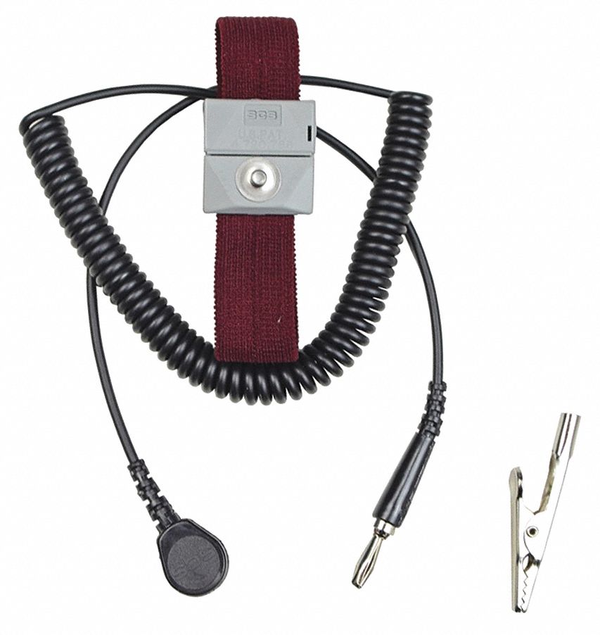 SCS, Elastic, Burgundy, Static Control Wrist Strap - 3XJY5|2204 - Grainger