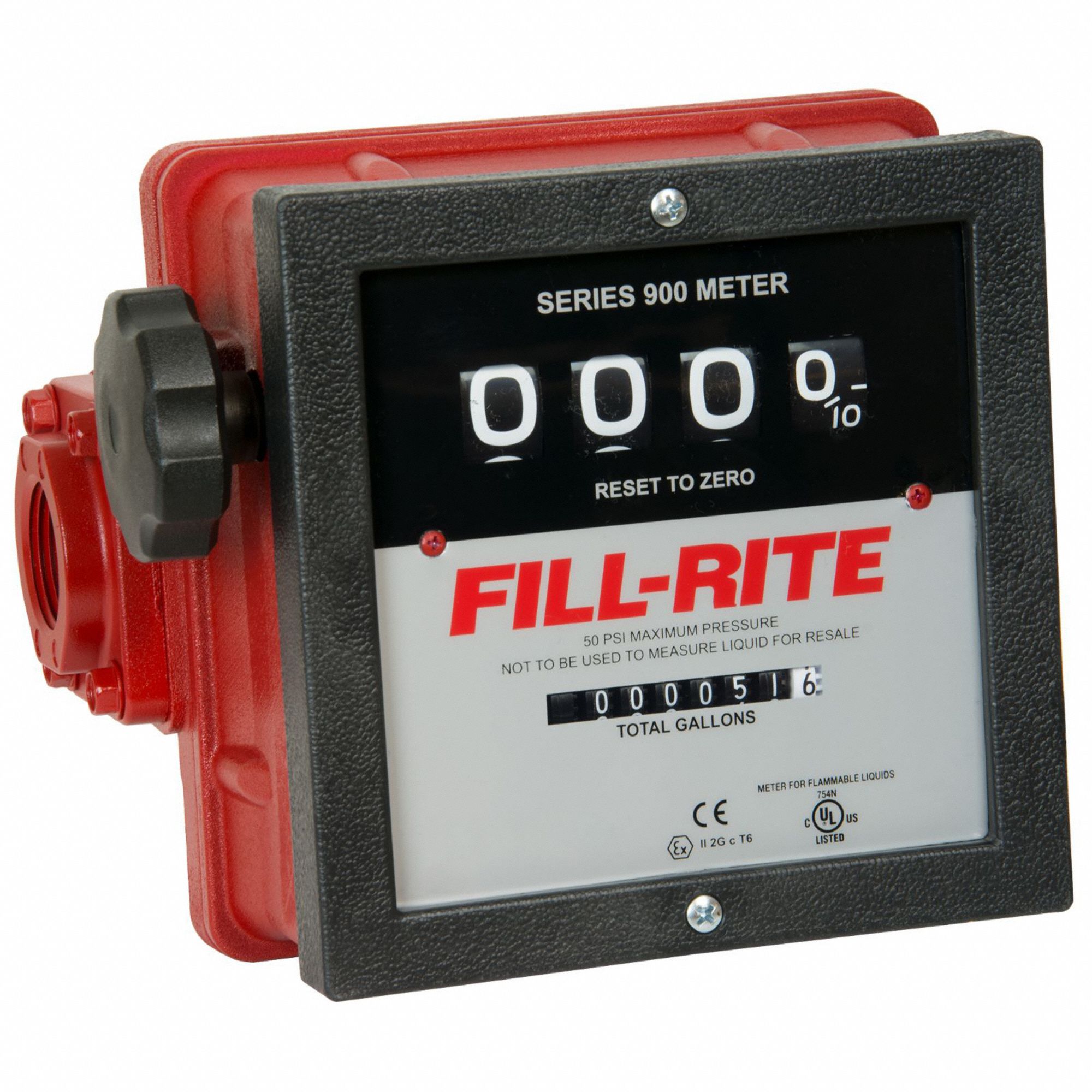 FILL-RITE, 4-Digit Mechanical Fuel Transfer Meter, Aluminum, Mechanical ...