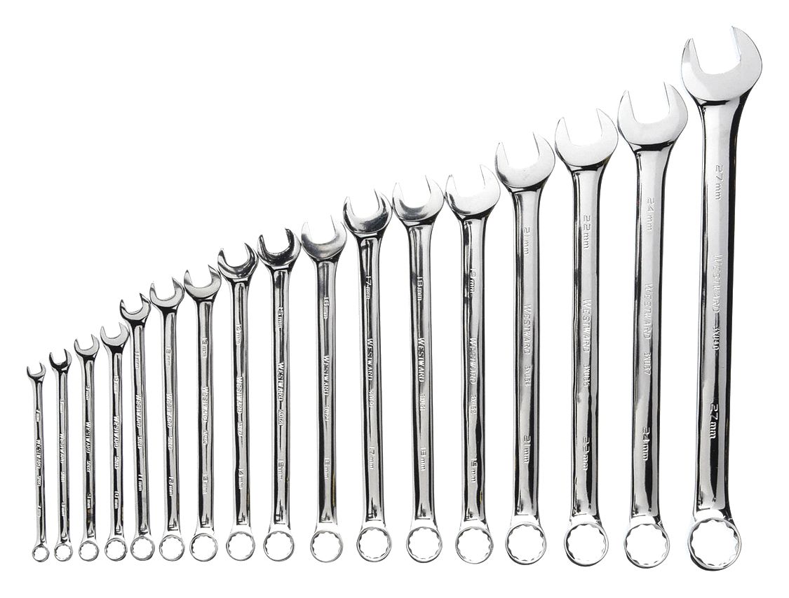 WESTWARD, Alloy Steel, Chrome, Combination Wrench Set - 3XU46|3XU46 ...