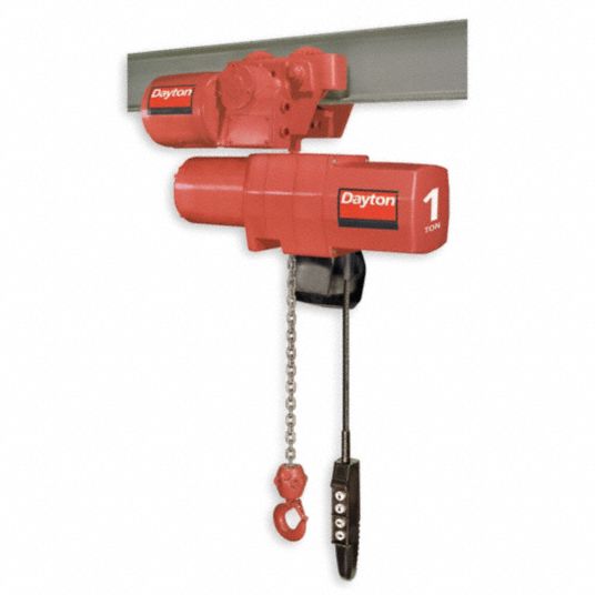 DAYTON H4 Electric Chain Hoist, 2000 lb Load Capacity, 230/460V, 15 ft ...