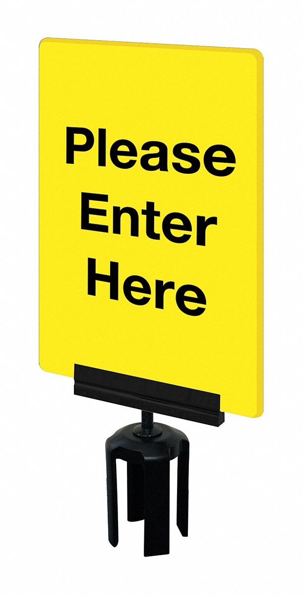 TENSABARRIER, Yellow, Please Enter Here Message, Acrylic Sign - 3YHG1 ...