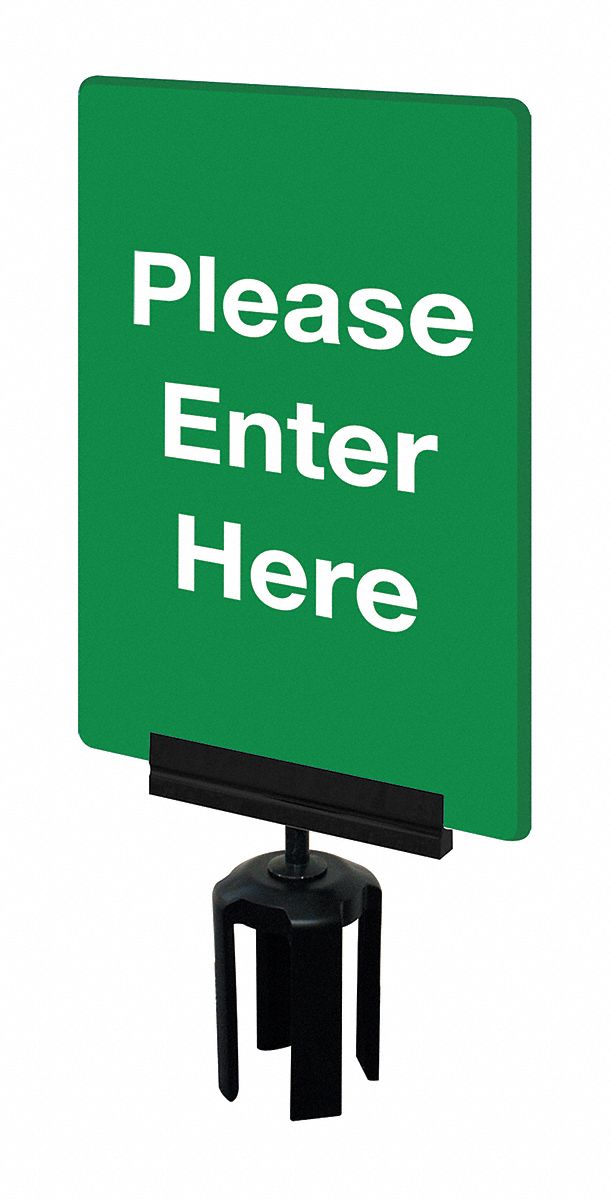 TENSABARRIER Acrylic Sign, Green, Please Enter Here - 3YHG9|S01-P-28 ...