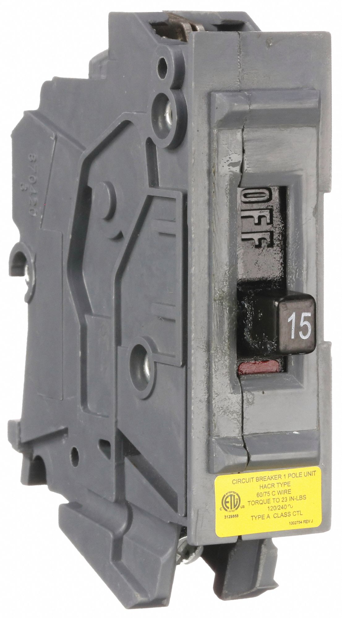 15 A Amps, 120V AC, Miniature Circuit Breaker - 3YMX9|UBIA15NI - Grainger
