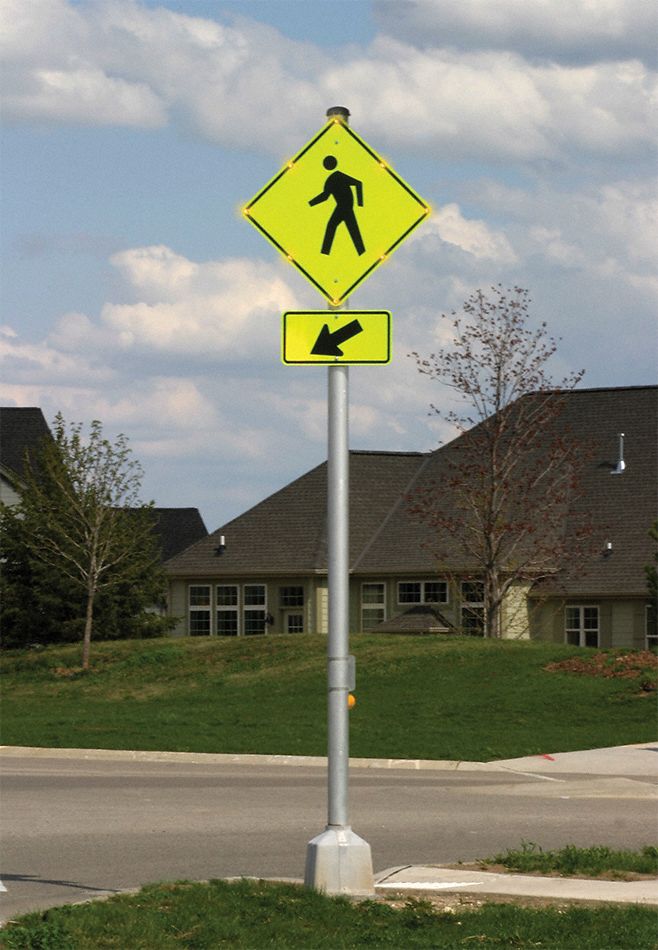 TAPCO LED Traffic Sign: 30 in x 30 in Nominal Sign Size, Aluminum, W11 ...