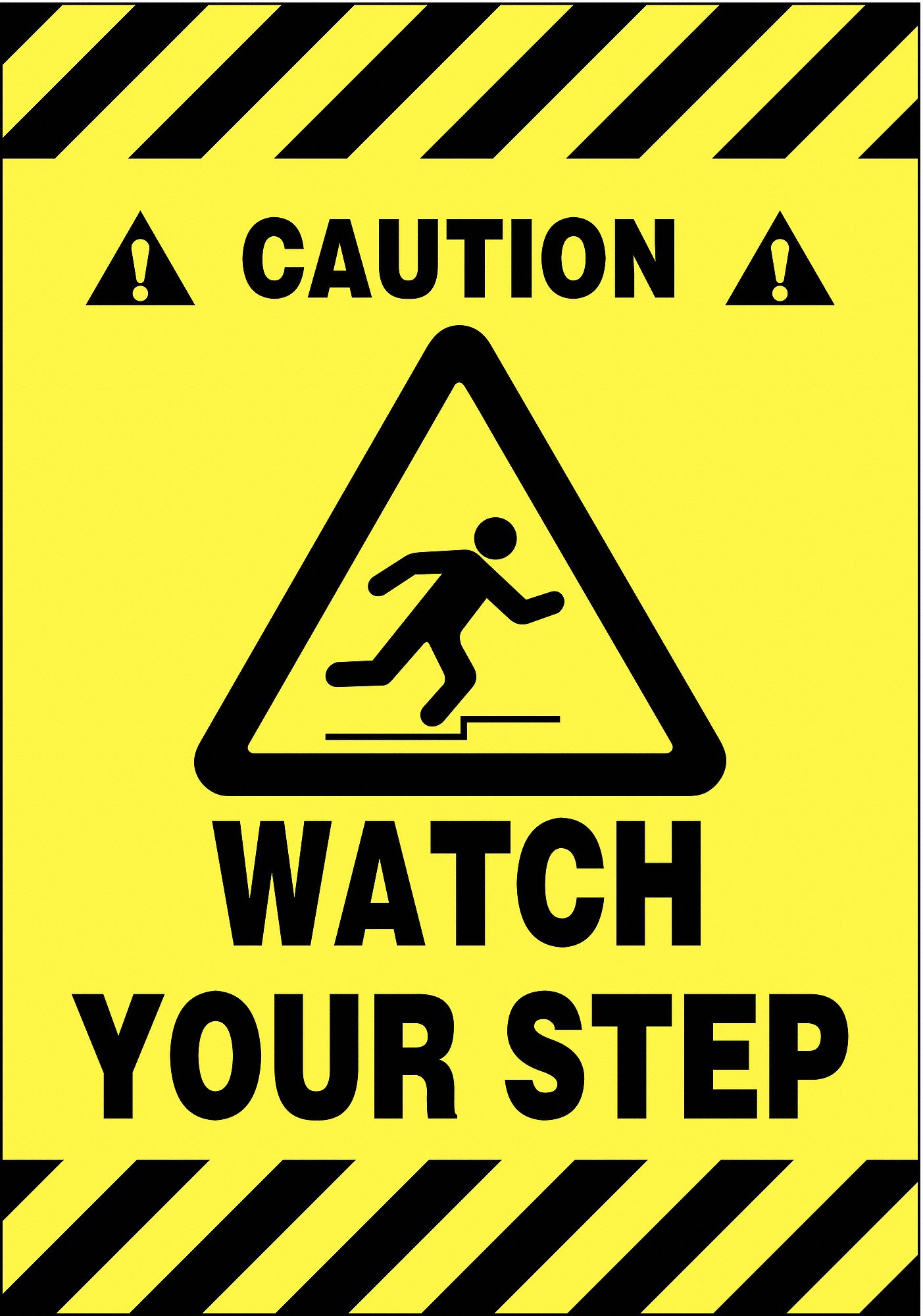 Vinyl, Floor Sign, 14" Width, 20" Height, Yellow, Adhesive Surface ...