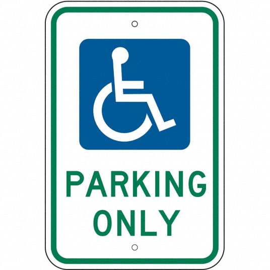 18 in x 12 in Nominal Sign Size, Aluminum, Handicap Parking Sign ...