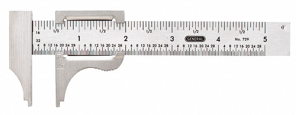 GENERAL Pocket Slide Caliper: 0 in to 4 in Range, +/-0.001 in Accuracy ...