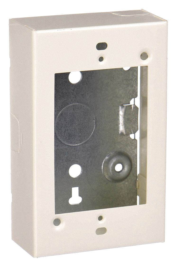 LEGRAND SHALLOW DEVICE BOX, 500/700 SERIES, STEEL, IVORY, 1 GANG, NON ...