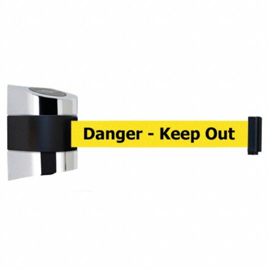 TENSABARRIER, 15 ft Belt Lg, Danger Messaging, Retractable Belt Barrier ...