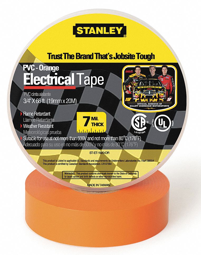 Electrical Tape, Vinyl, Orange - Grainger