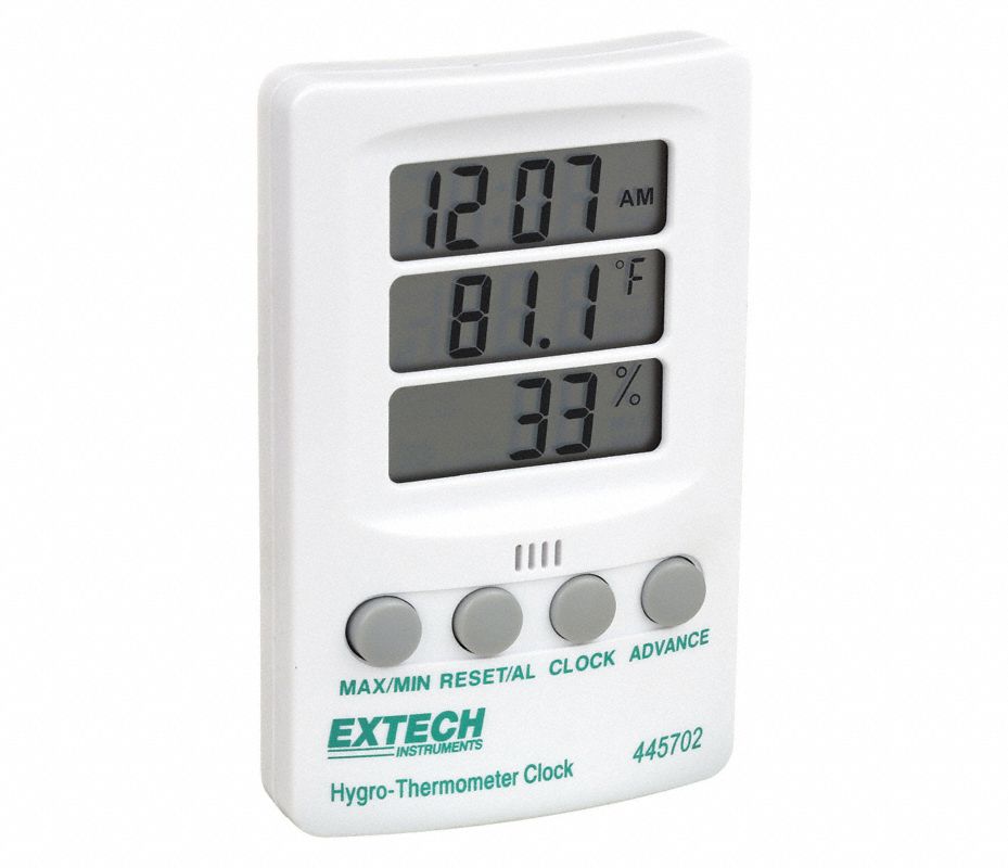 EXTECH Higrómetro Digital con Reloj para Soporte Inclinable ...