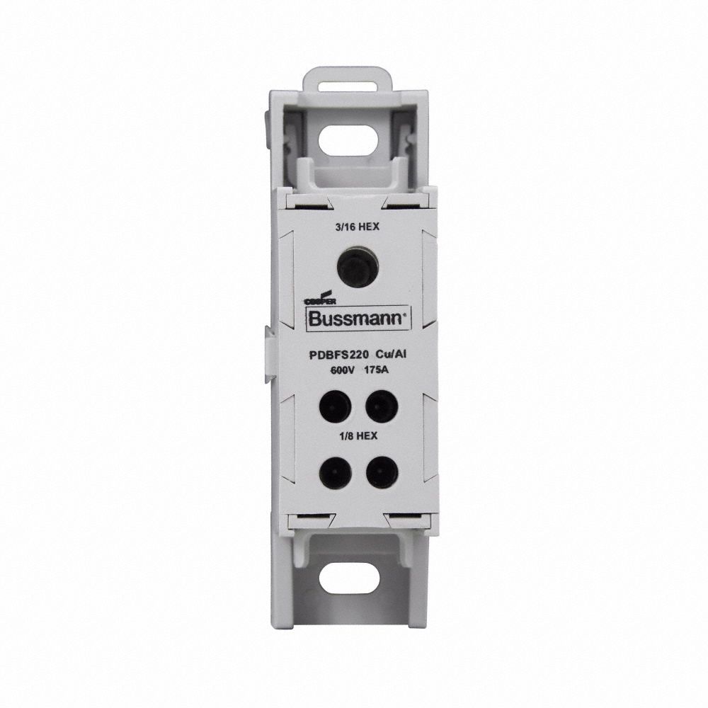 BUSSMANN, 1 Poles, DIN-Rail/Surface Mount, Power Distribution Block - 3ZJA3|PDBFS220 - Grainger
