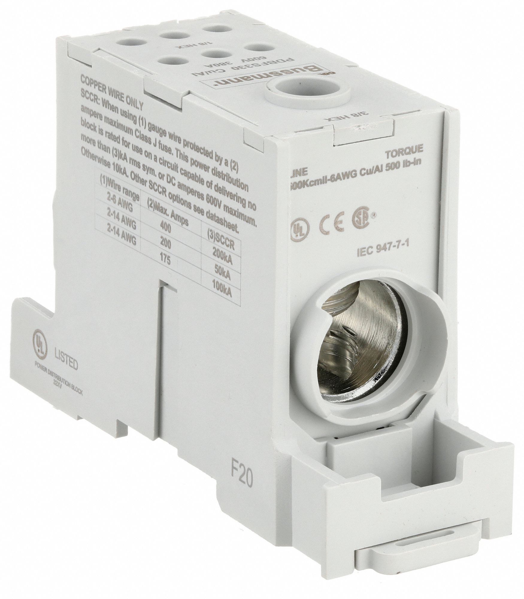 BUSSMANN Power Distribution Block: 1 Poles, Surface Mount - 3ZJA5|PDBFS330 - Grainger