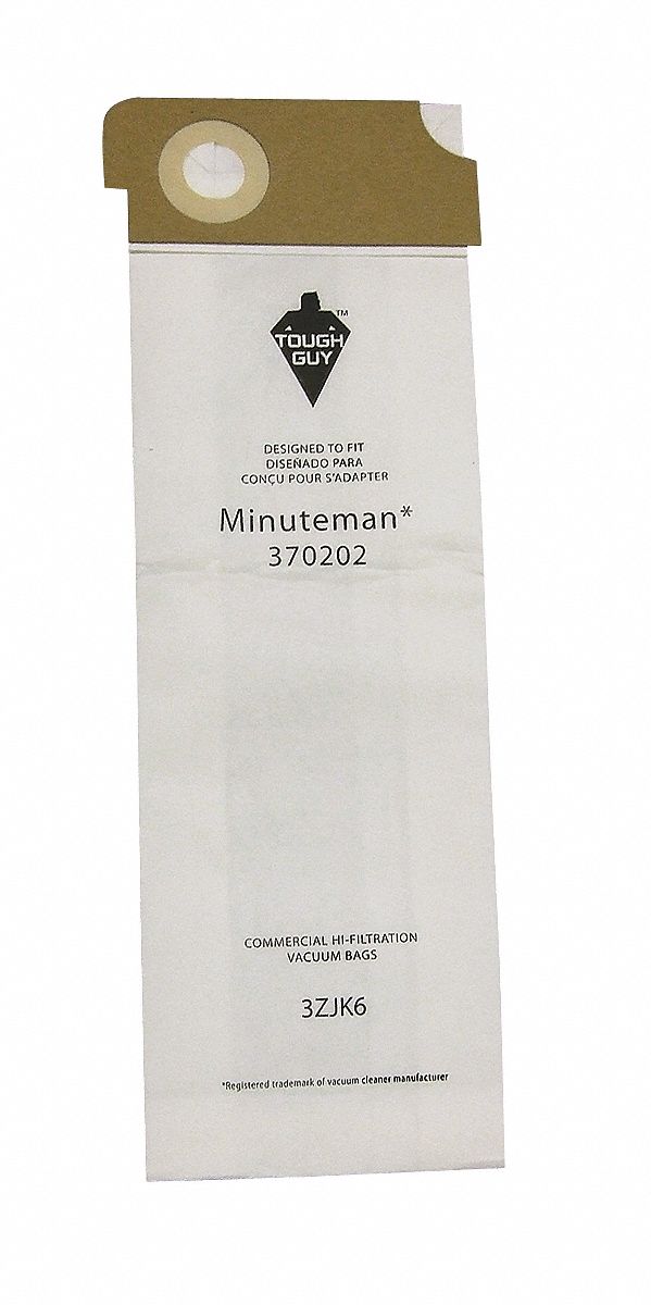 TOUGH GUY, Minuteman, 370202, Vacuum Bag - 3ZJK6|3ZJK6 - Grainger