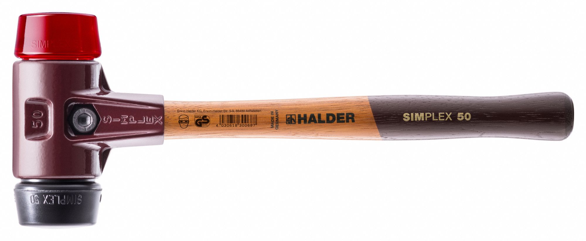 HALDER SIMPLEX Soft Face Hammer: Plastic/Rubber, 40 oz Head Wt, 2 in ...