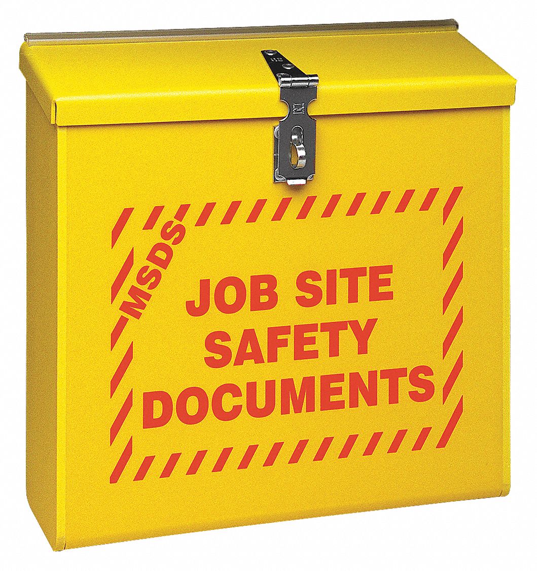 Right-To-Know Cabinet, English, Red/Yellow, MSDS Job Site Safety ...