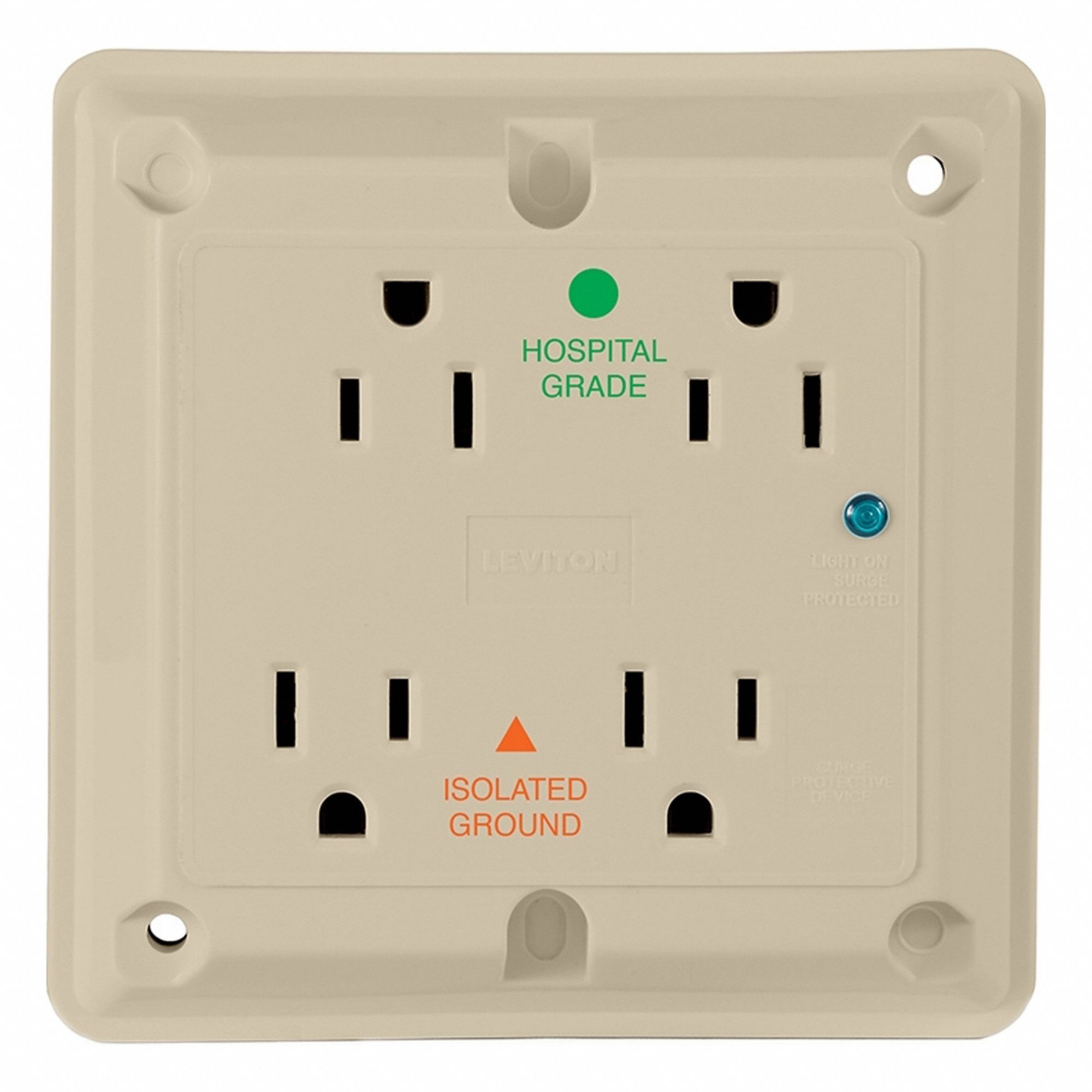 Surge IG Quad Receptacle HG 15A Ivory - Grainger