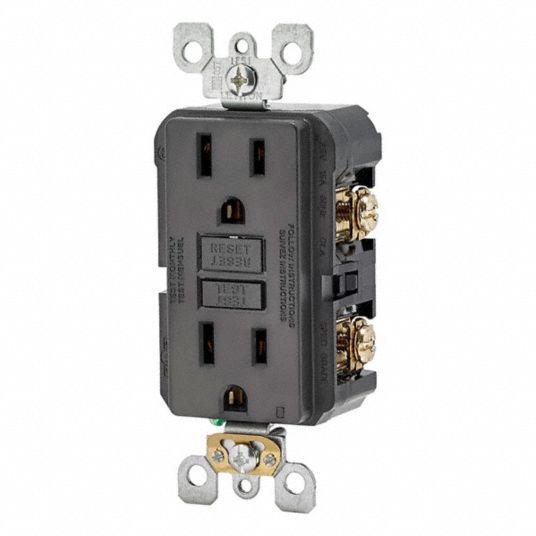 15A Commercial GFCI Receptacle, Black; Tamper Resistant: No - Grainger