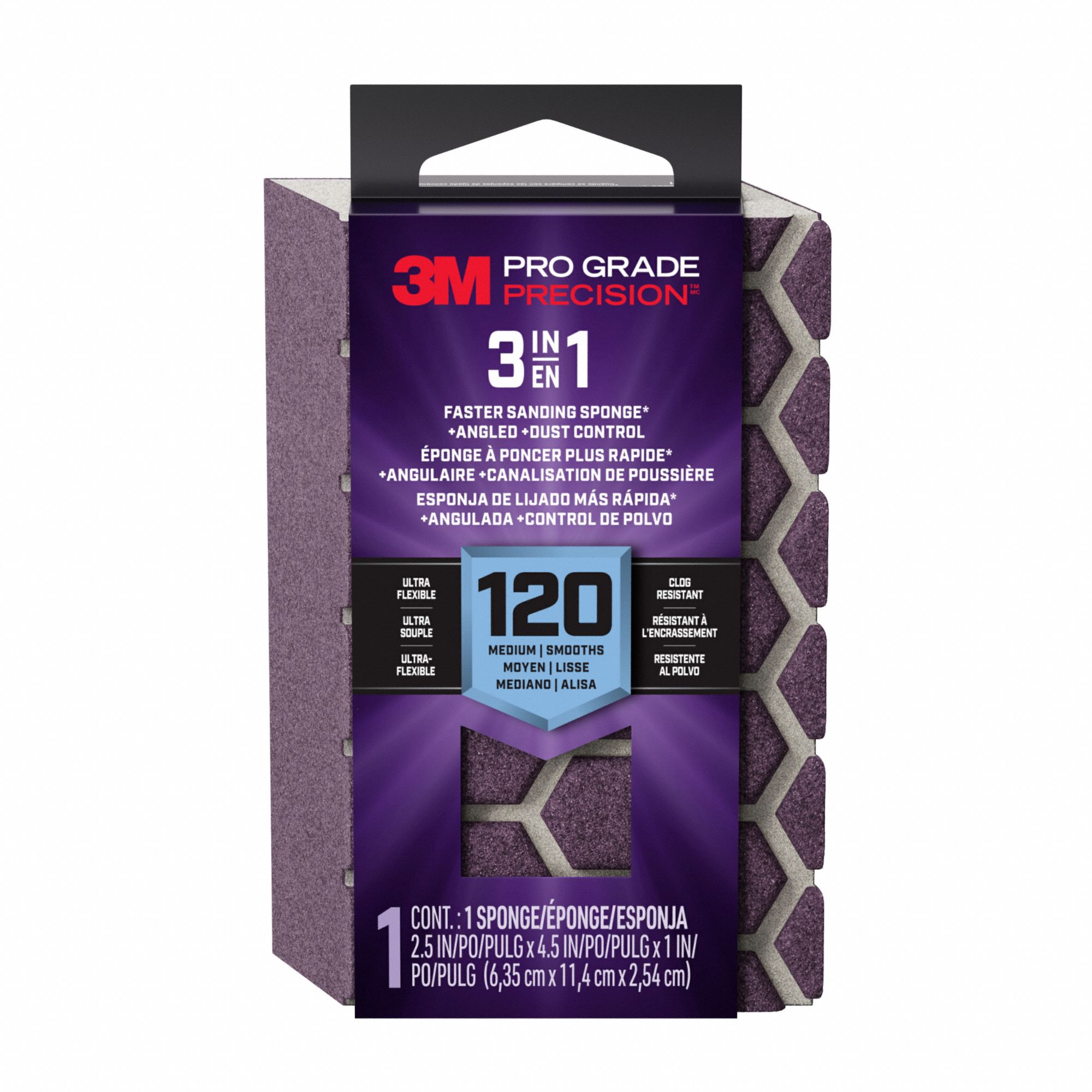 3M, 2 1/2 in W x 4 1/2 in L x 1 in T, Ceramic, Sanding Sponge - 852R38 ...