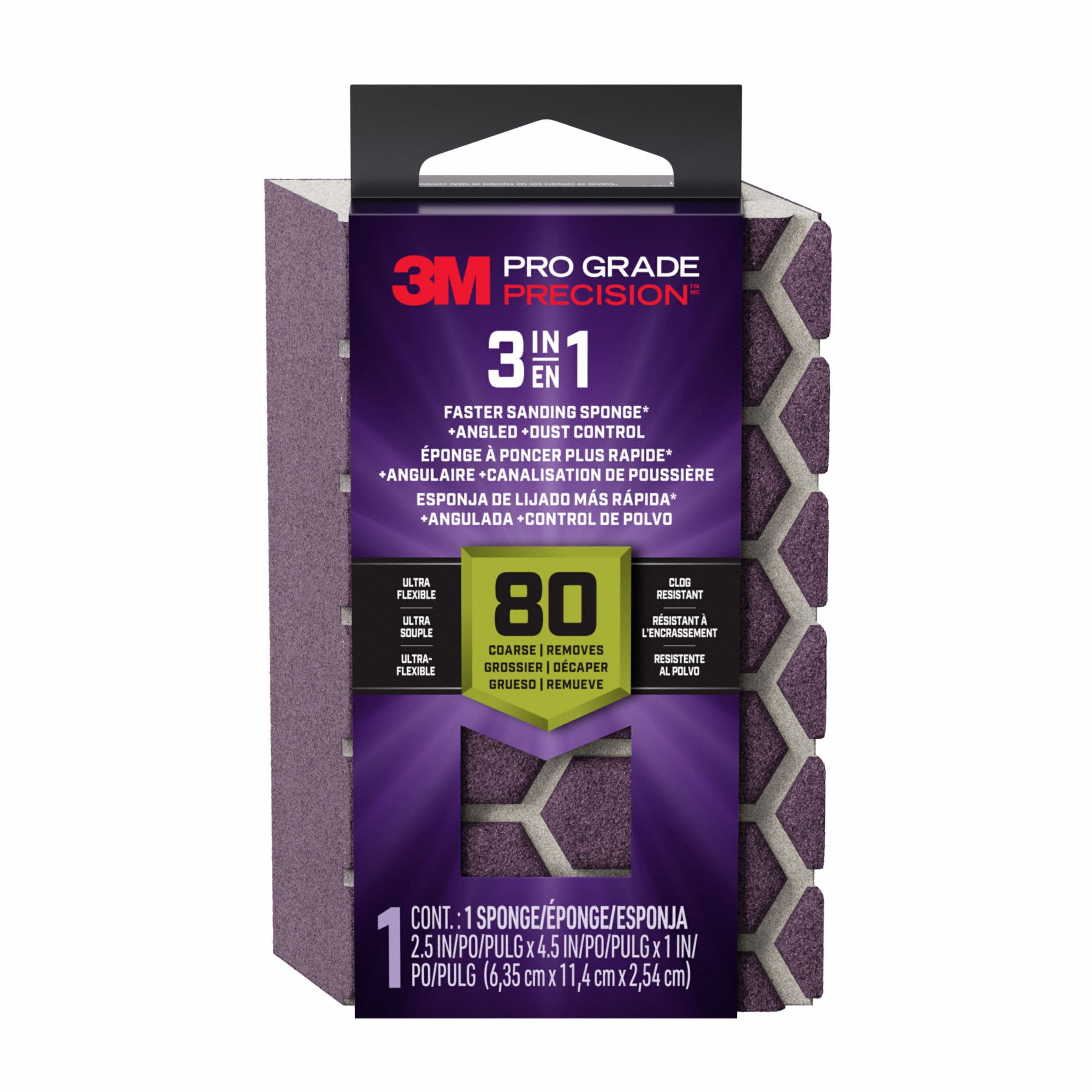 3M, 2 1/2 in W x 4 1/2 in L x 1 in T, Ceramic, Sanding Sponge - 852R37 ...