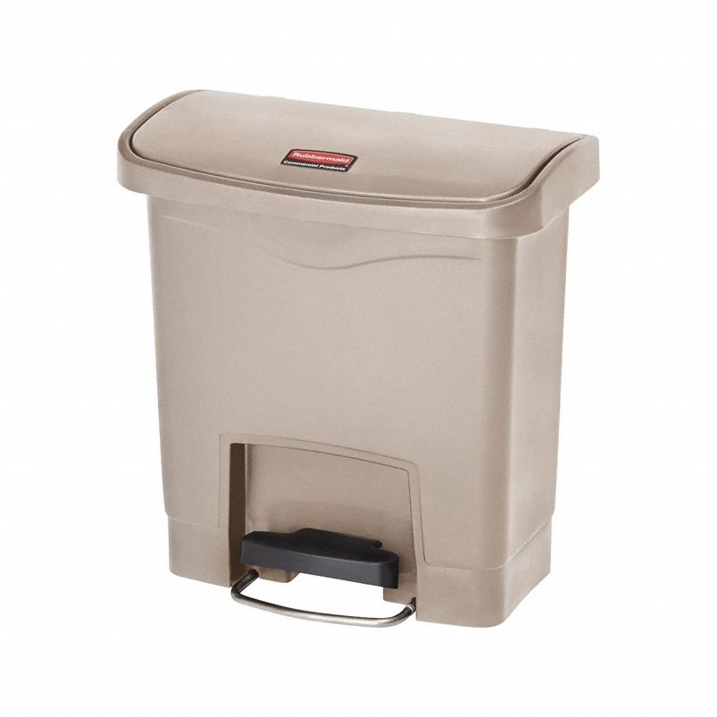 RUBBERMAID COMMERCIAL PRODUCTS, Plastic, 4 gal Capacity, Step-On Trash ...
